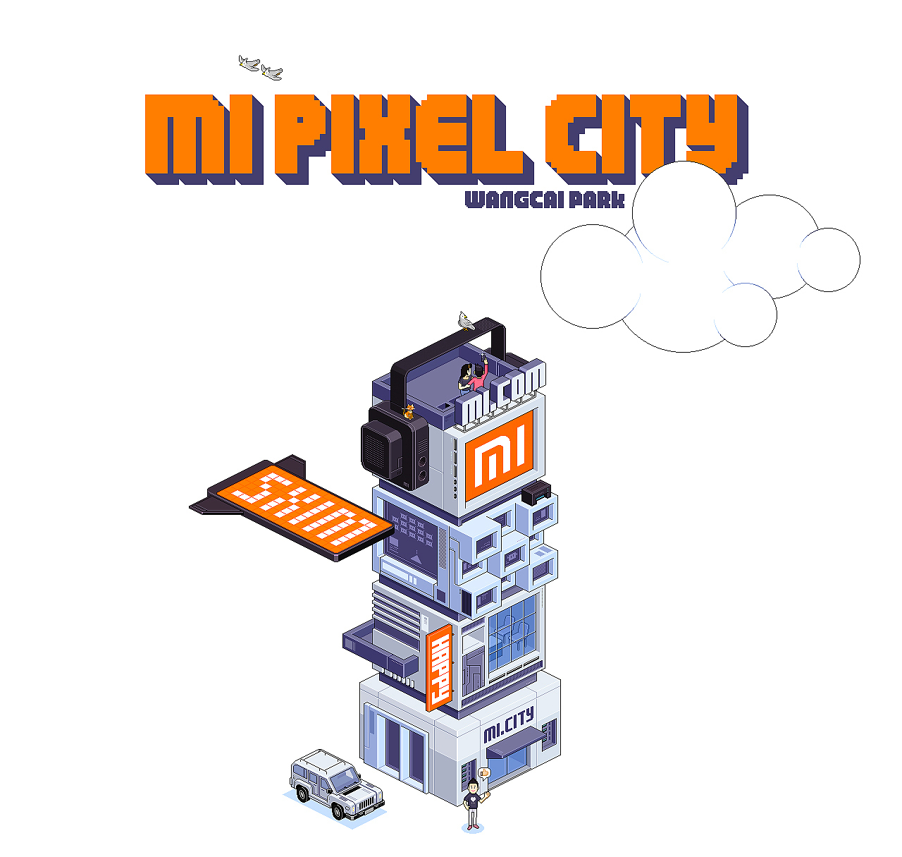小米MIX2像素画海报设计－《MI Pixel City》_wangcaipark-站酷ZCOOL