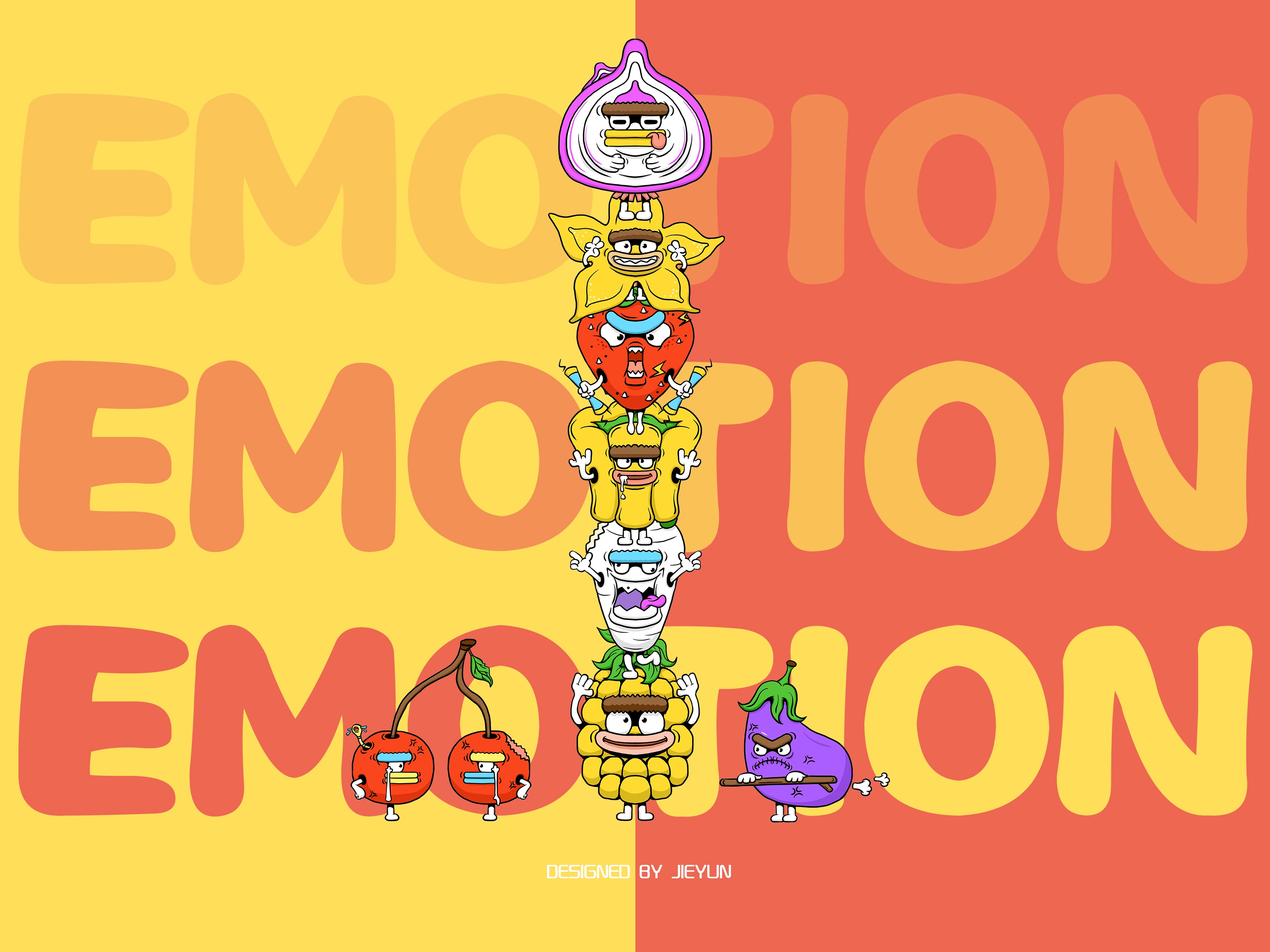 【潮流插画】小表情插画--水果蔬菜表情插画_小洁云JIEYUN-站酷ZCOOL