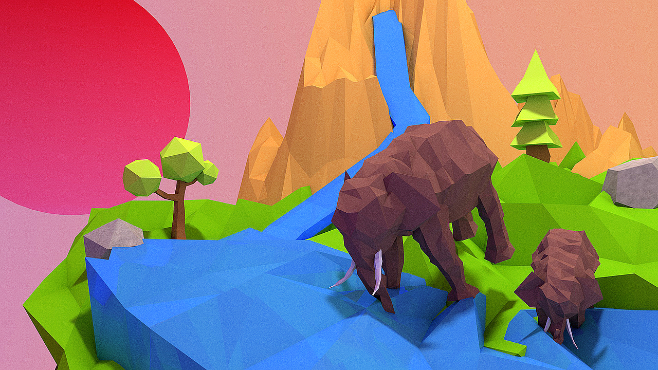 low poly风格小场景_年迈的羊队-站酷ZCOOL