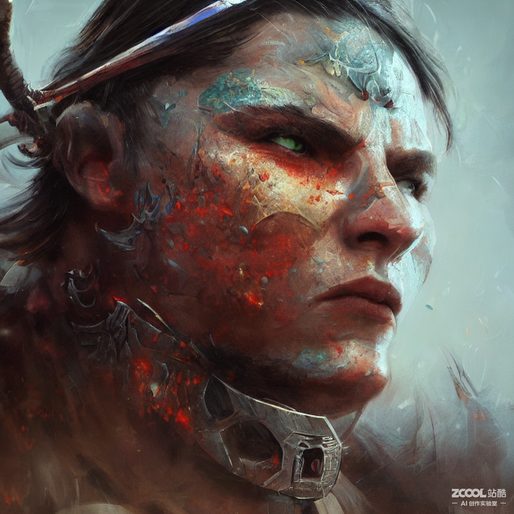 #AI创作实验室#强大的武士，用犀利的眼神看着我_AllanYoung-站酷ZCOOL