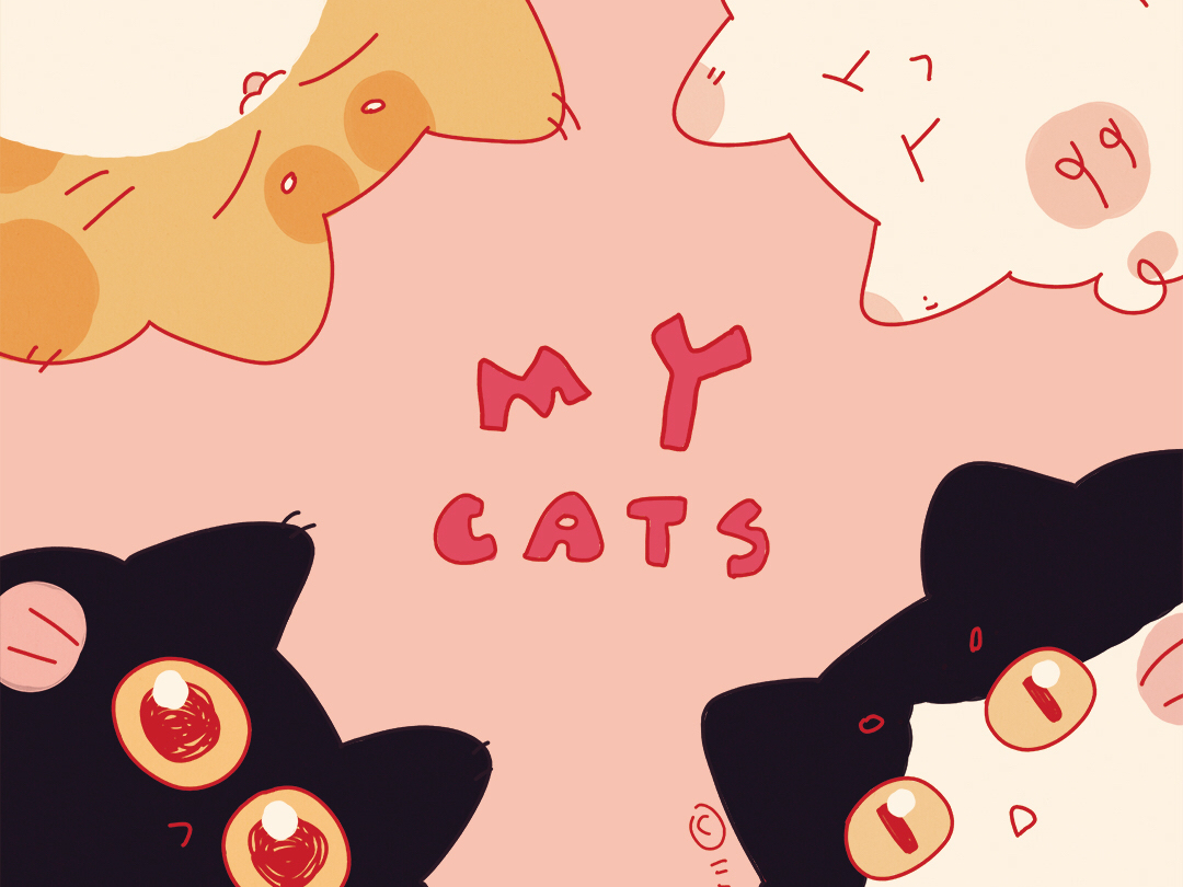原创系列插画《MY CAT》治愈系_三喵团-站酷ZCOOL