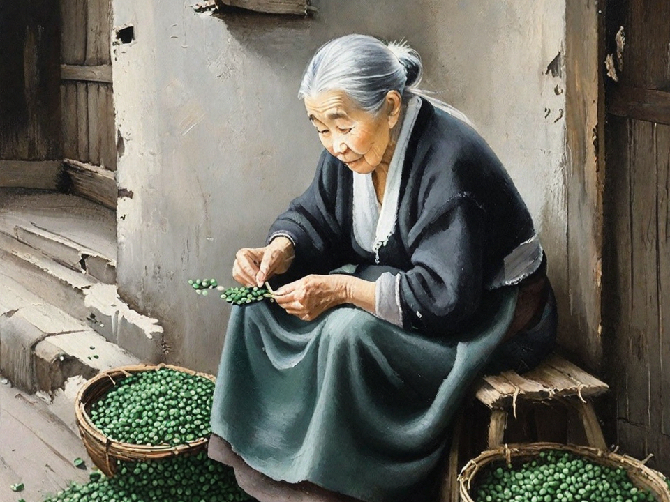 记忆里奶奶的样子｜油画｜语文课本插画_Sunny老师-站酷ZCOOL