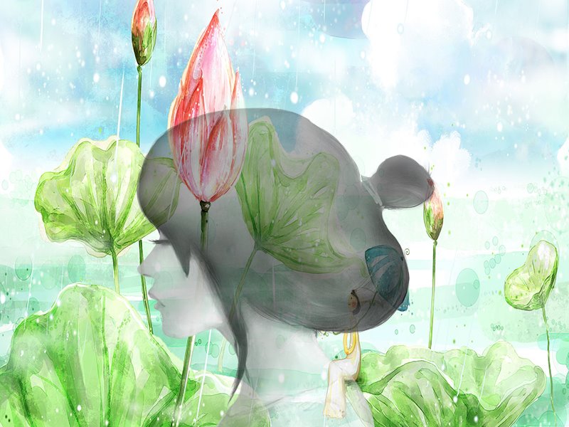 荷叶女孩_Jane芭拉-站酷ZCOOL