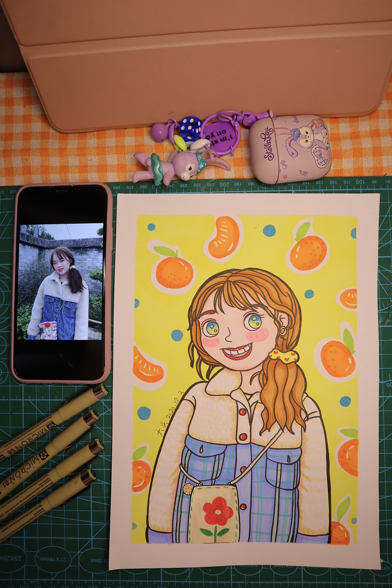 手绘自画像👧🏻2⃣️_大头_NiNi-站酷ZCOOL