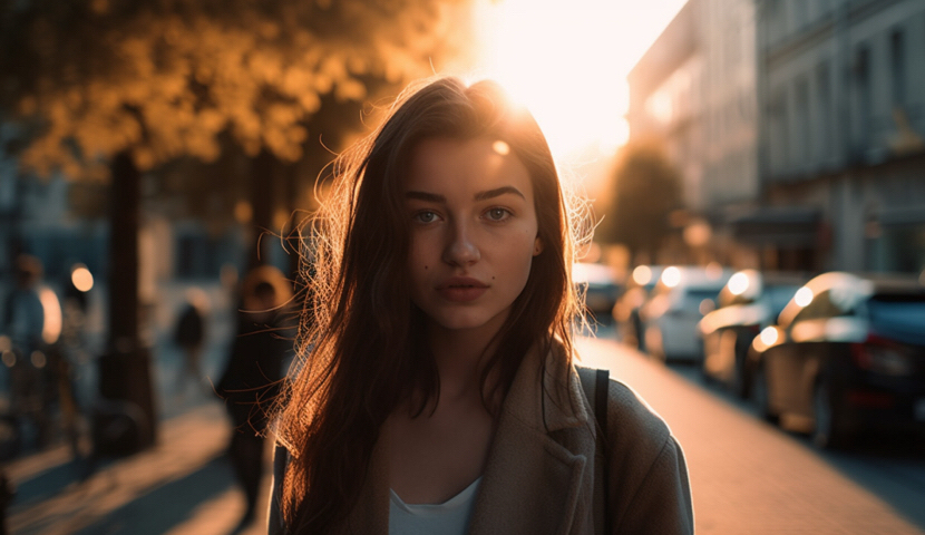 AI智造｜A woman photographed during golden hour_安琪在成长-站酷ZCOOL