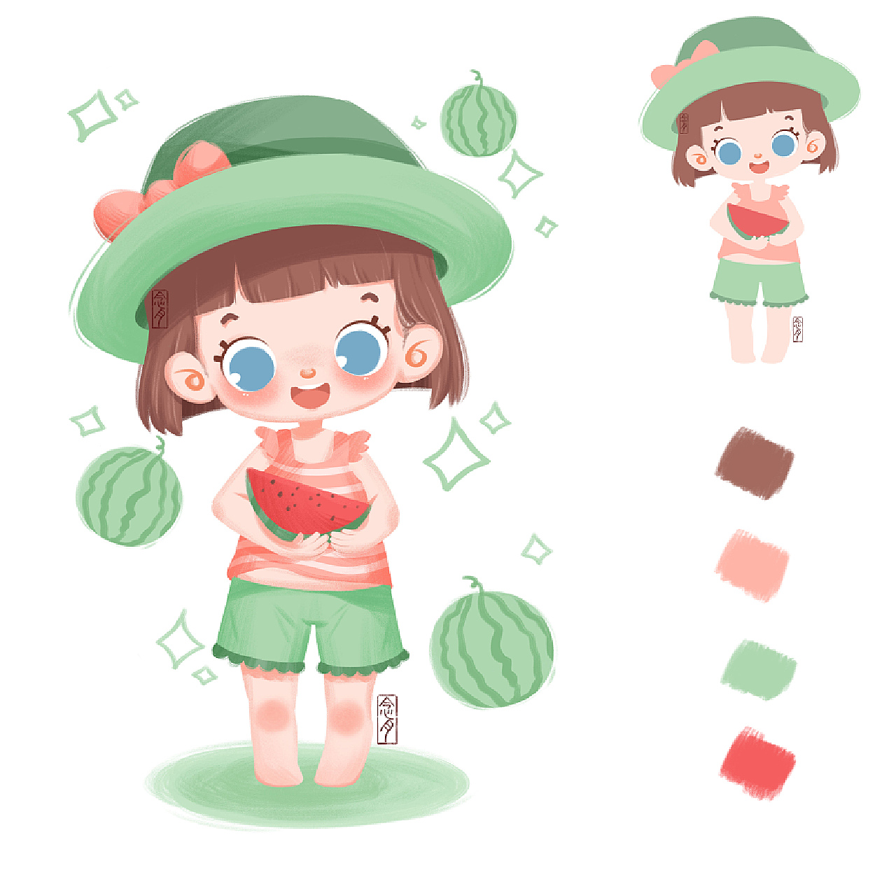 水果女孩插画系列念月月月ya 站酷zcool