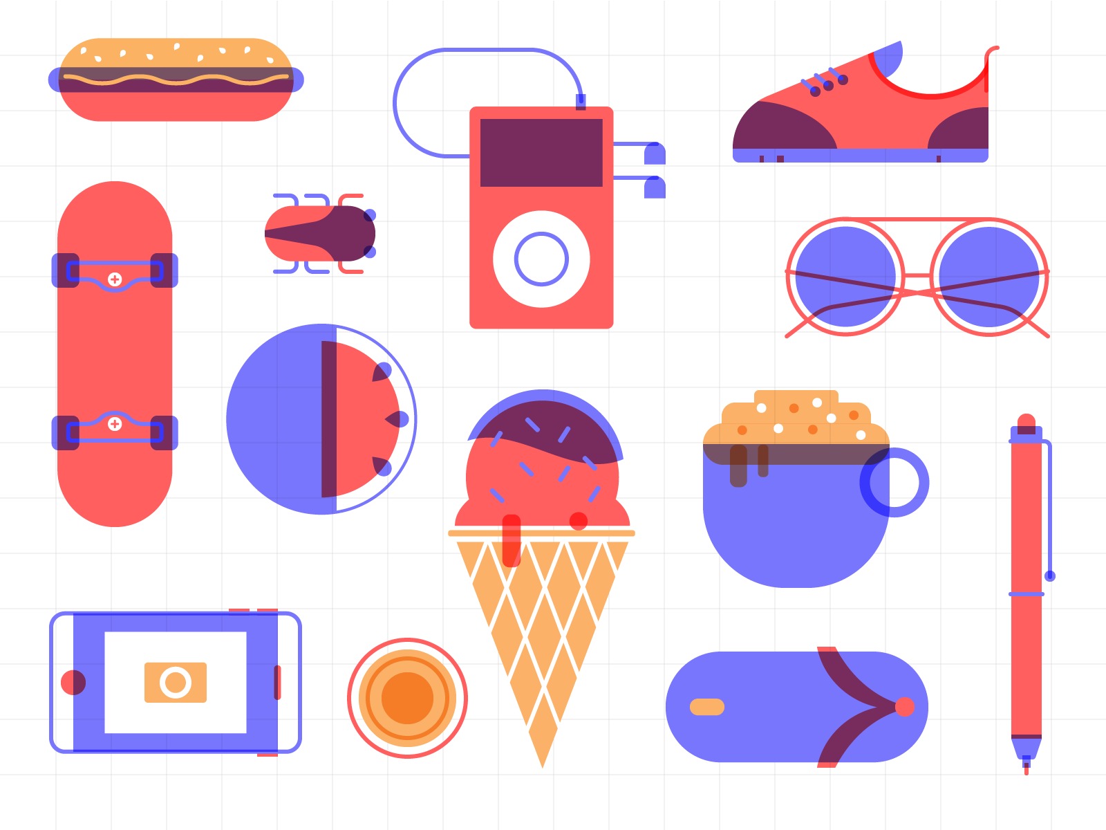 一组叠色图标练习_Gillian吉莉安-站酷ZCOOL