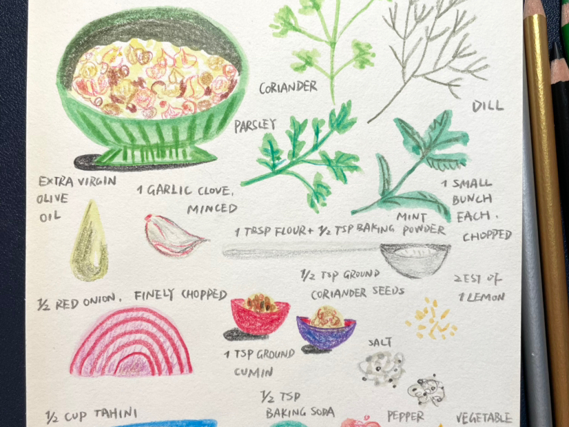 手绘食谱Vol.38 Herb Felafels with Tahini Sauce_元气乔伊-站酷ZCOOL
