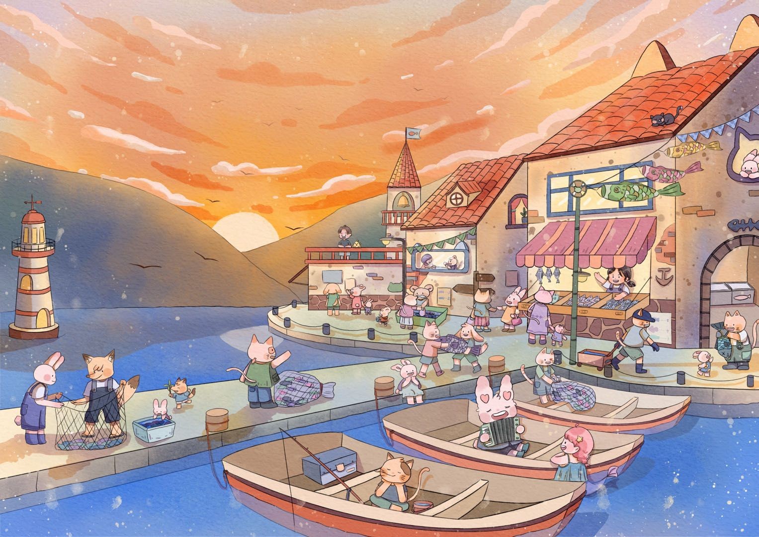 《小渔村》_帕帕YX-站酷ZCOOL