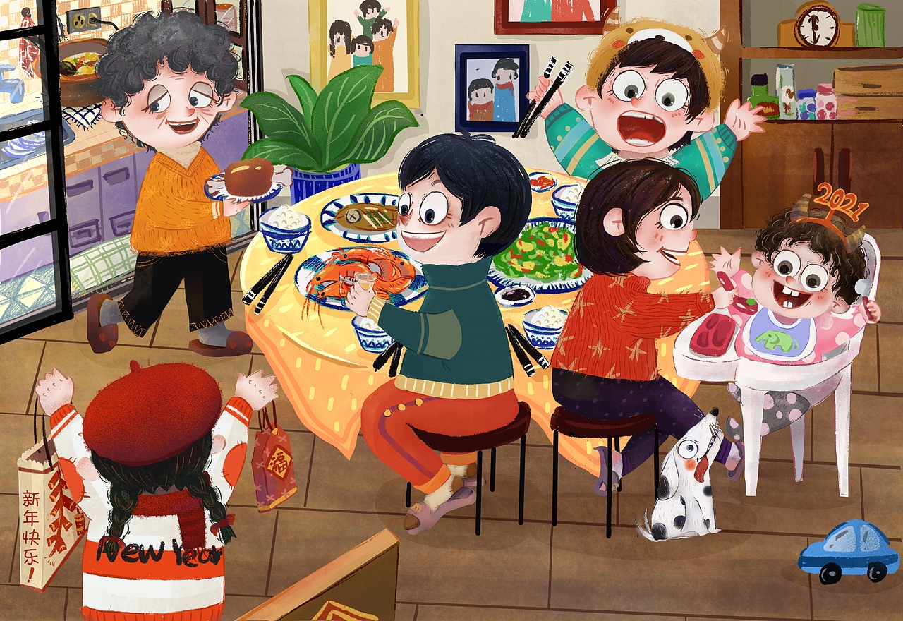 儿童画，生日聚会_YMY雅-站酷ZCOOL