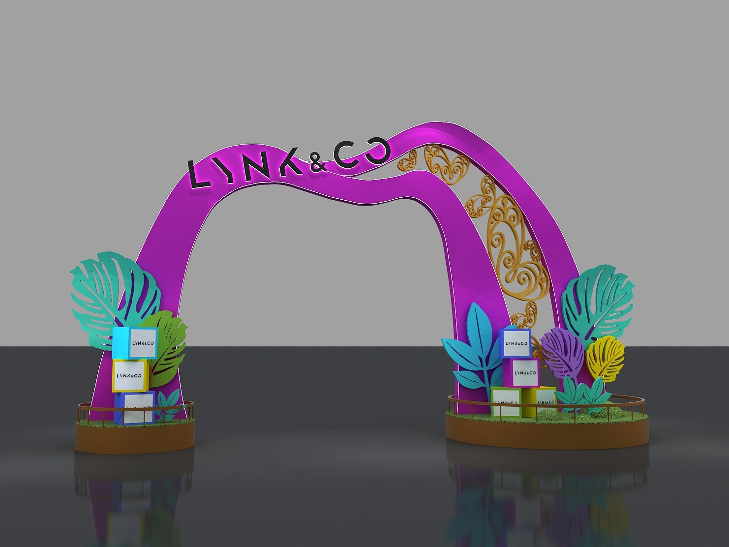 领克汽车路演设计展示展览3D效果图_3D设计师NG男-站酷ZCOOL