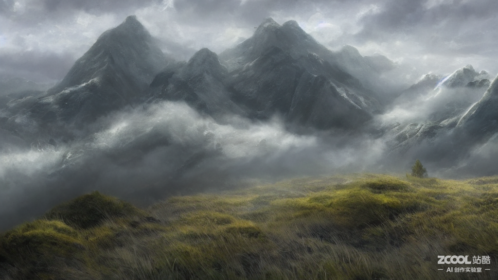 #AI创作实验室#云雾缭绕的高原山地_意的境-站酷ZCOOL