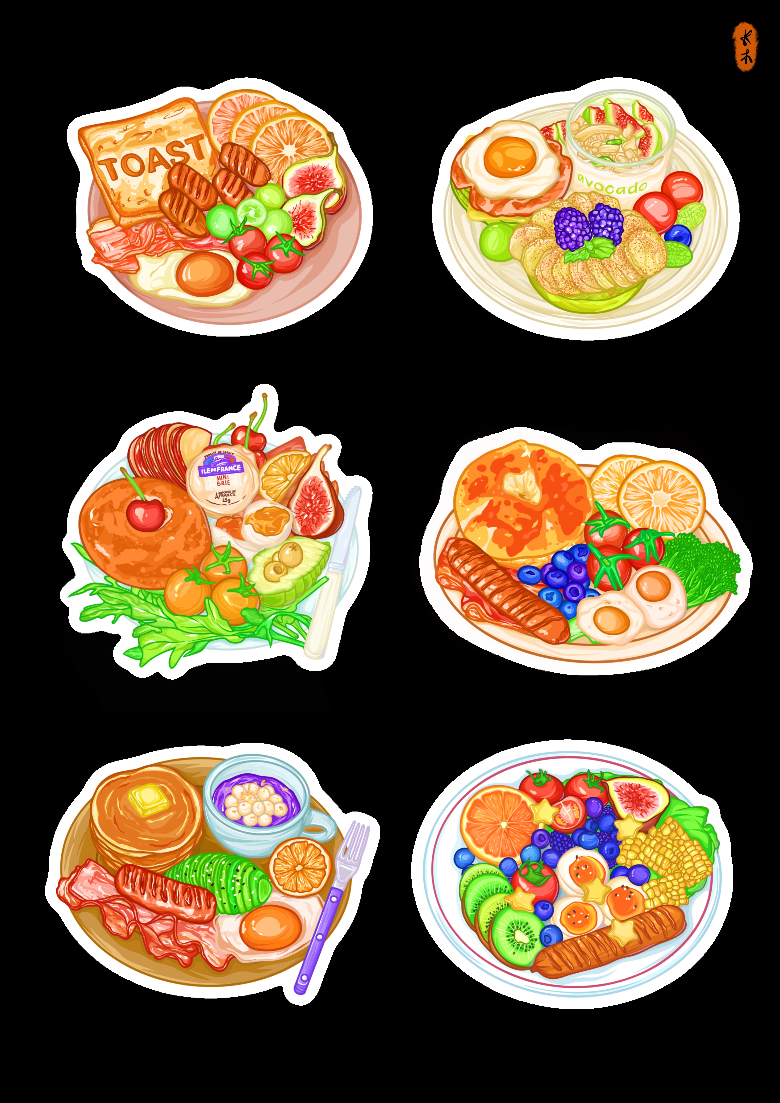 线稿风食物插画_GraceUX-站酷ZCOOL