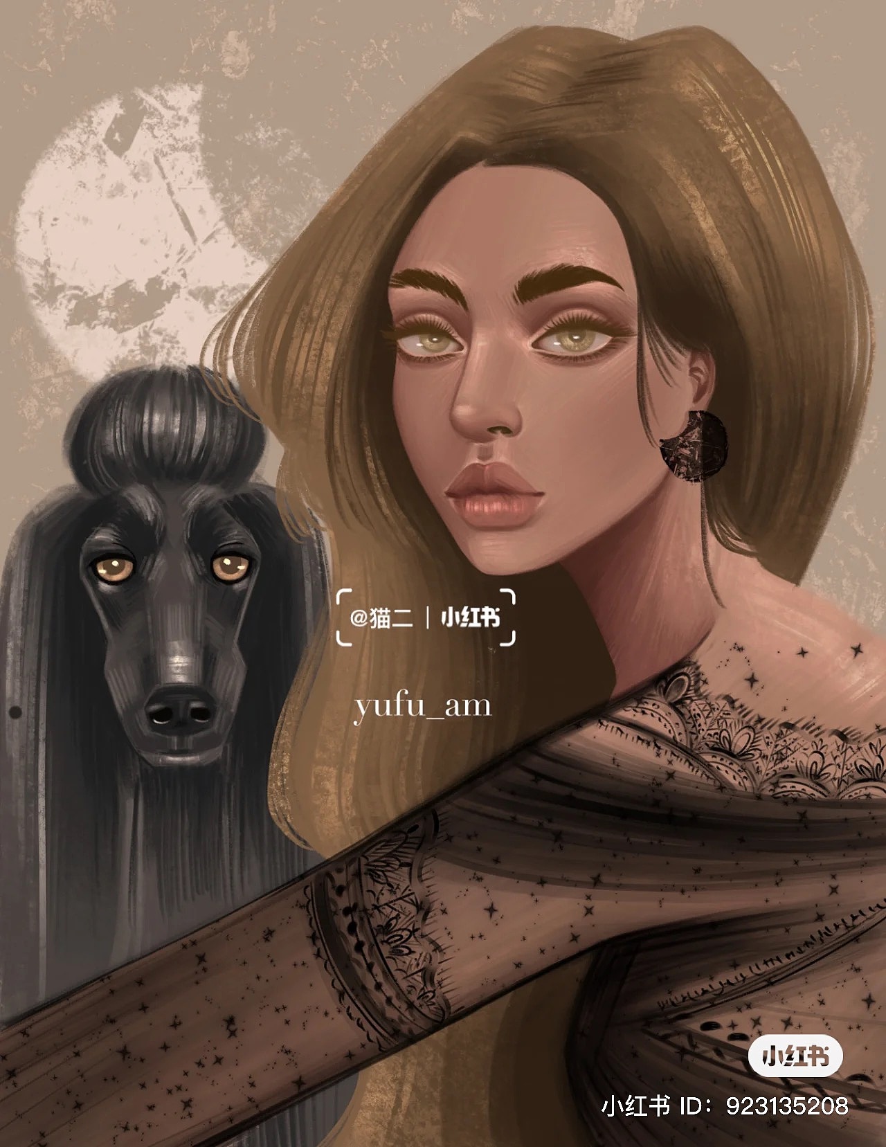 复古风女孩和动物_猫二yufu_am-站酷ZCOOL