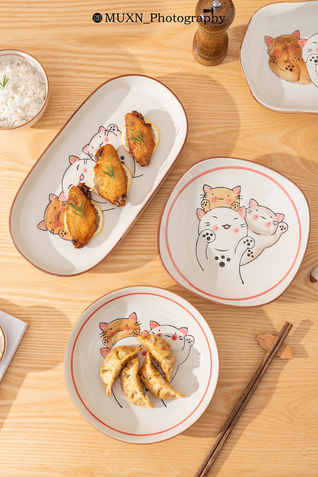 #日式手绘萌宠餐具套装_muxn-站酷ZCOOL