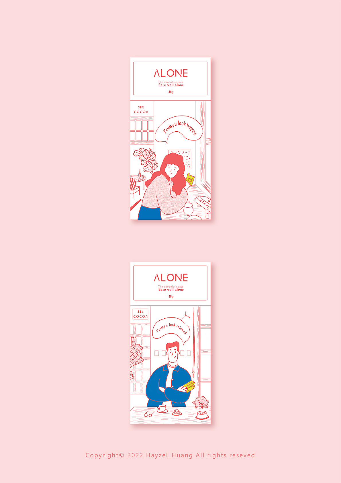 ALONE巧克力包装插画原创设计_Hayzel-站酷ZCOOL