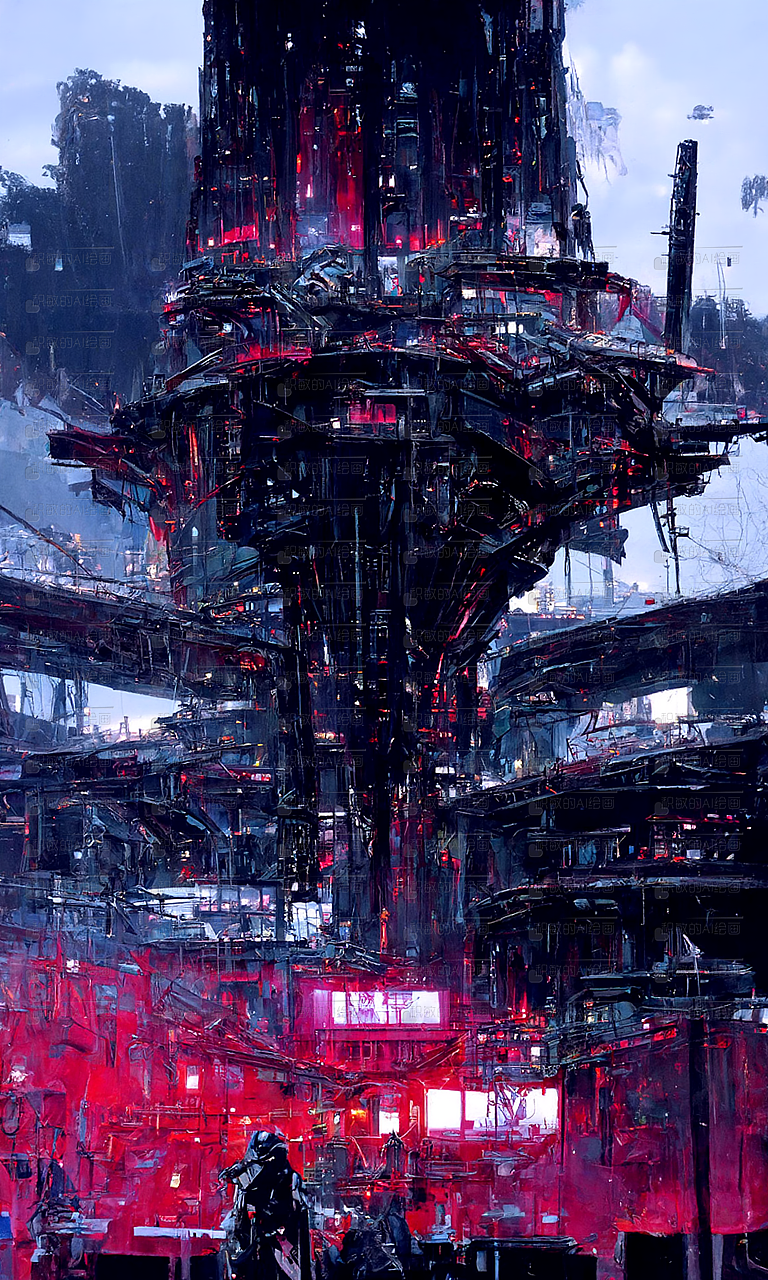赛博朋克的未来城市 Ai人工智能绘画艺术积敏的ai绘画 站酷zcool 