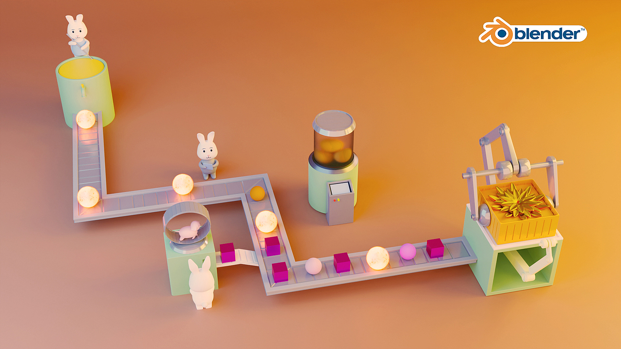《蜜兔月亮工厂》Blender 3D场景_Nick老师-站酷ZCOOL