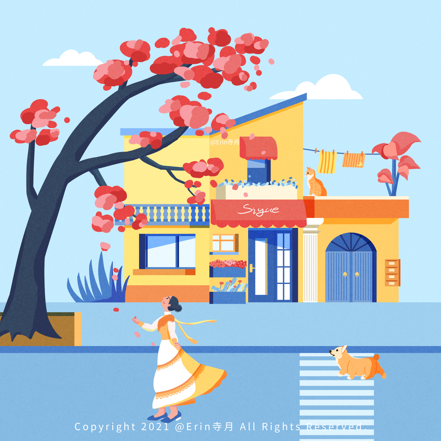 起风了 ｜ 插画60天打卡挑战-Day01_Erin寺月-站酷ZCOOL