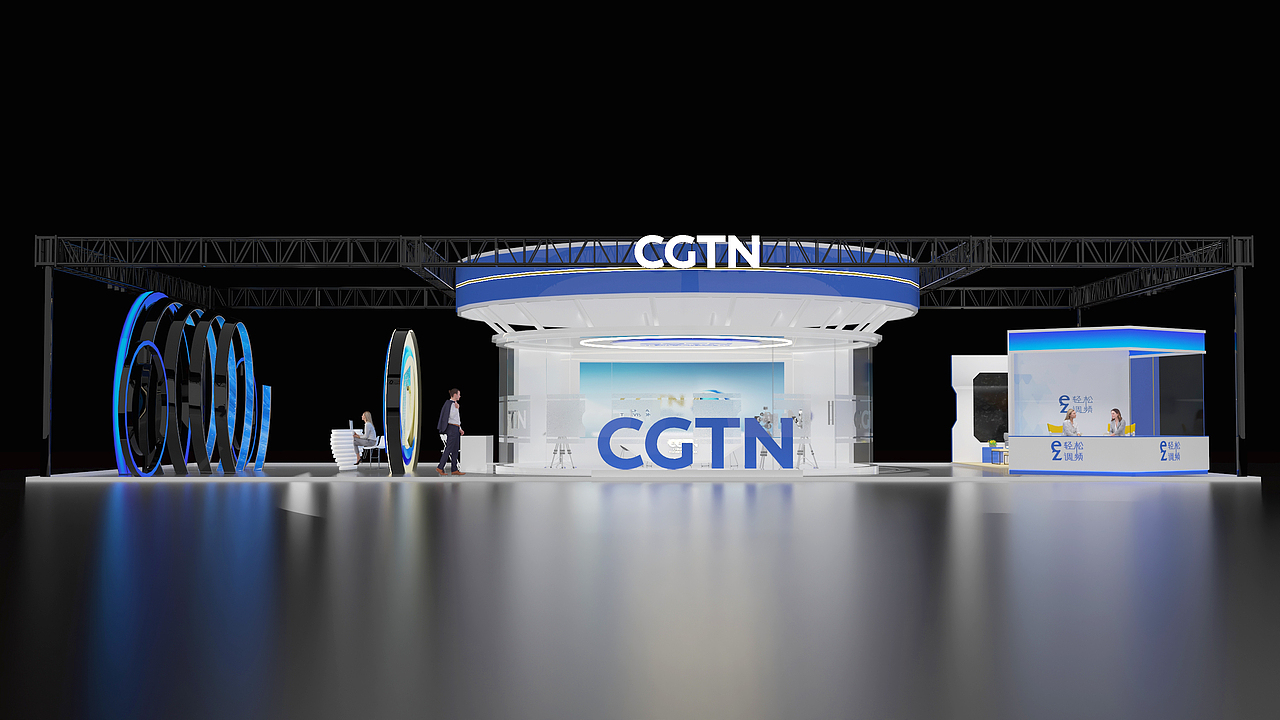 消博会 CGTN电视台展位 三维效果图 -- 3DMax+Vr_三维阿雯-站酷ZCOOL