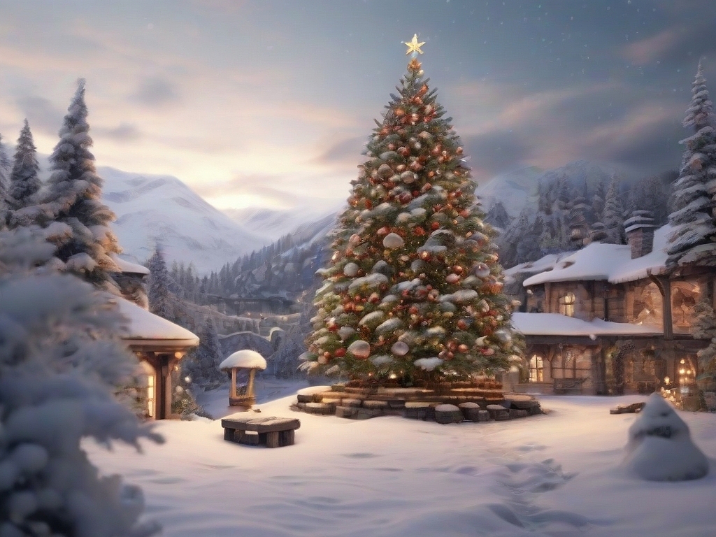 雪落圣诞夜，璀璨树影美_Z453343107-站酷ZCOOL