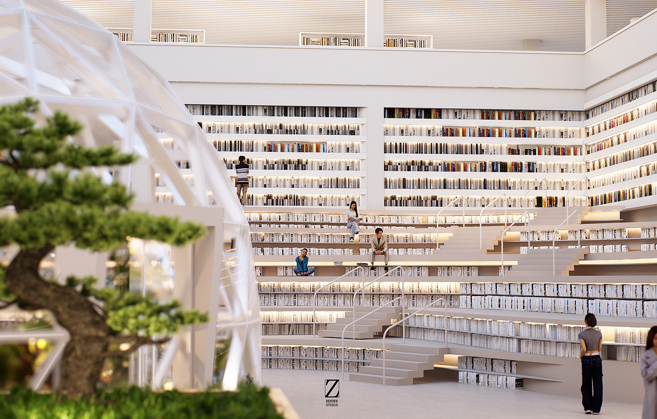 图书馆设计表现 草图＋d5_硺艺数字表现-站酷ZCOOL