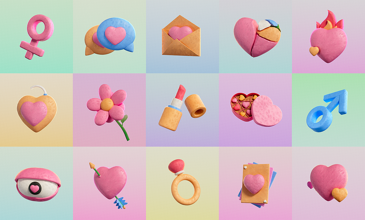 Clay style icons_米夏小雨-站酷ZCOOL