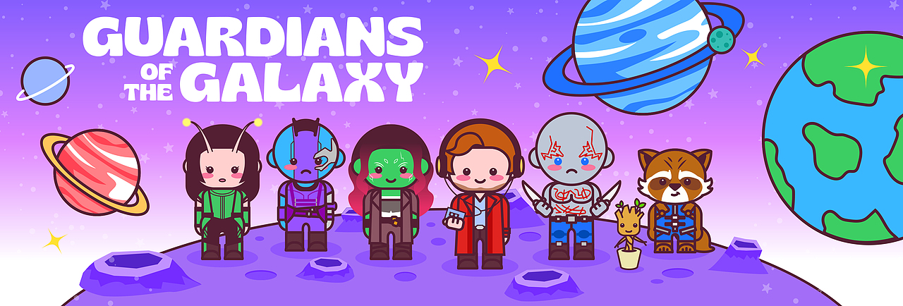 《银河护卫队》 潮玩可爱矢量风插画_菲蔓Design-站酷ZCOOL