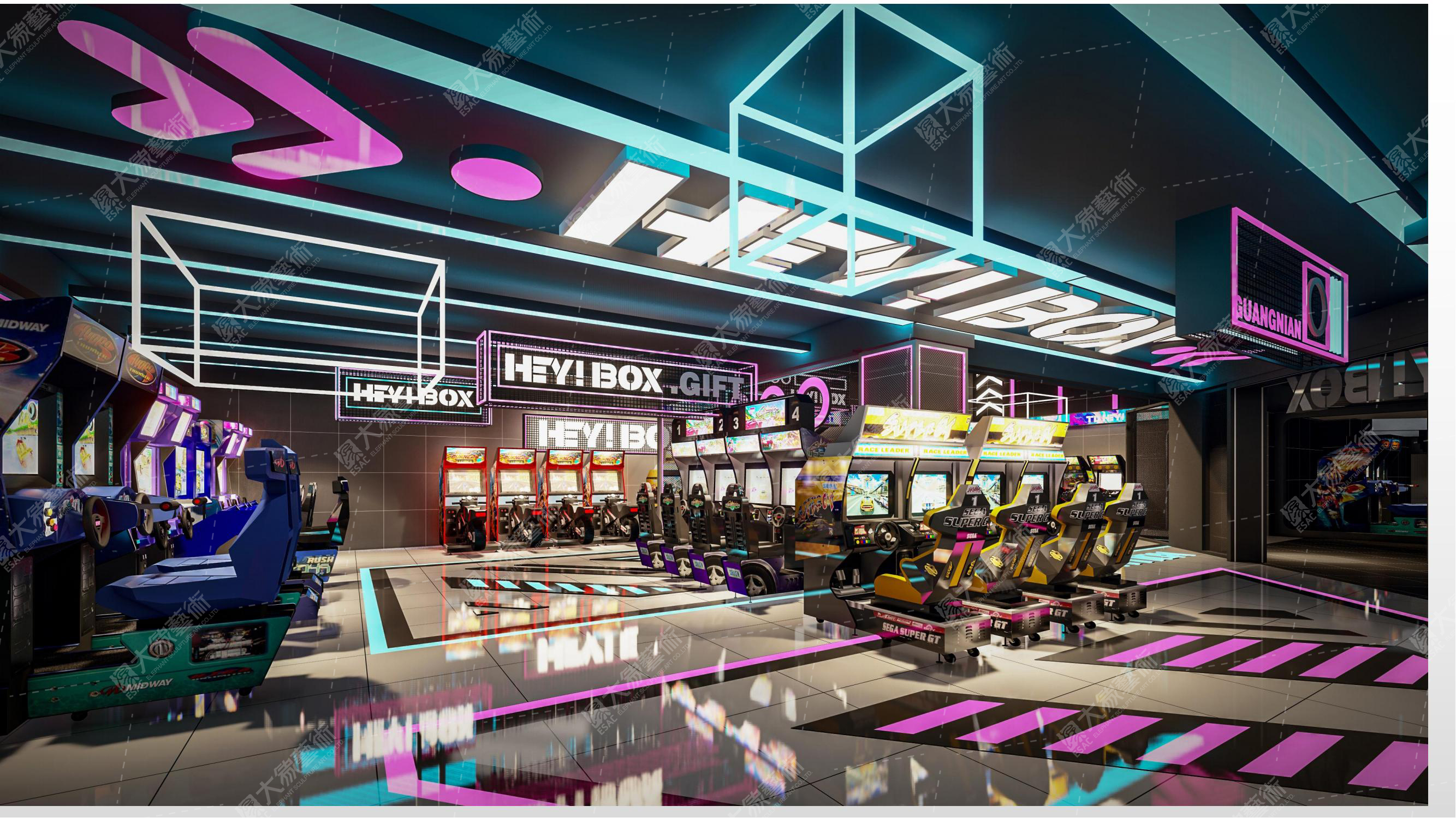 天津项目 | HEY BOX 泰达黑盒数字运动公园设计_大象艺术-站酷ZCOOL