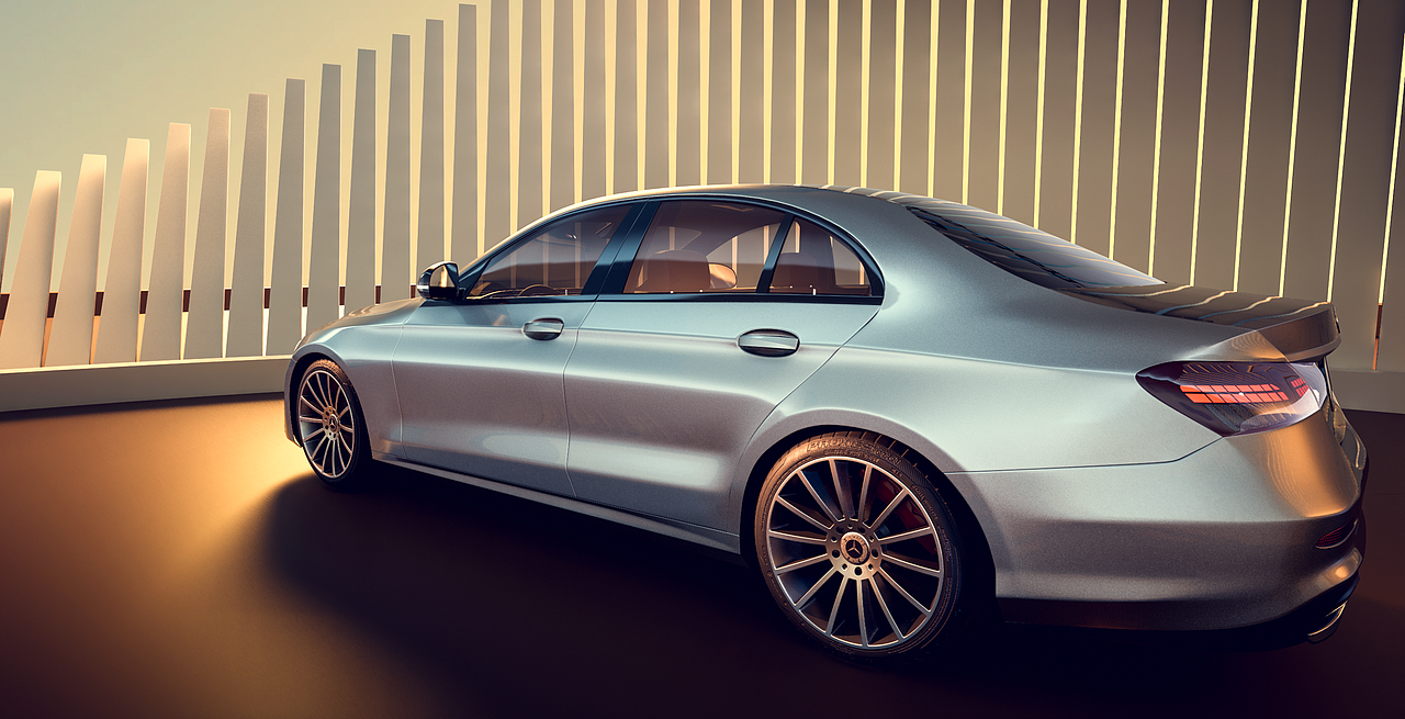 Mercedes Benz E-Class_汽车CGI_几何场景篇_易乘风-站酷ZCOOL