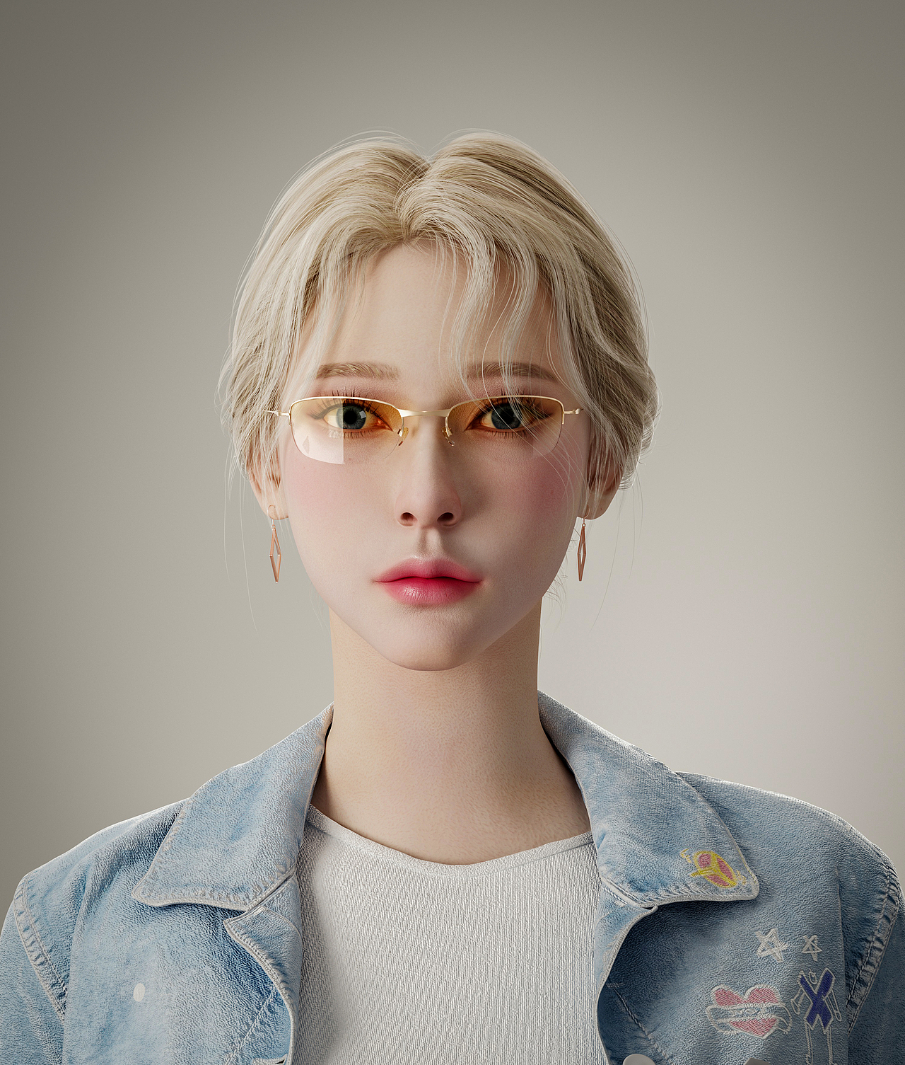 人物材质渲染 美女小姐姐 C4D人物材质练习 OC渲染器_瑞禧设计-站酷ZCOOL