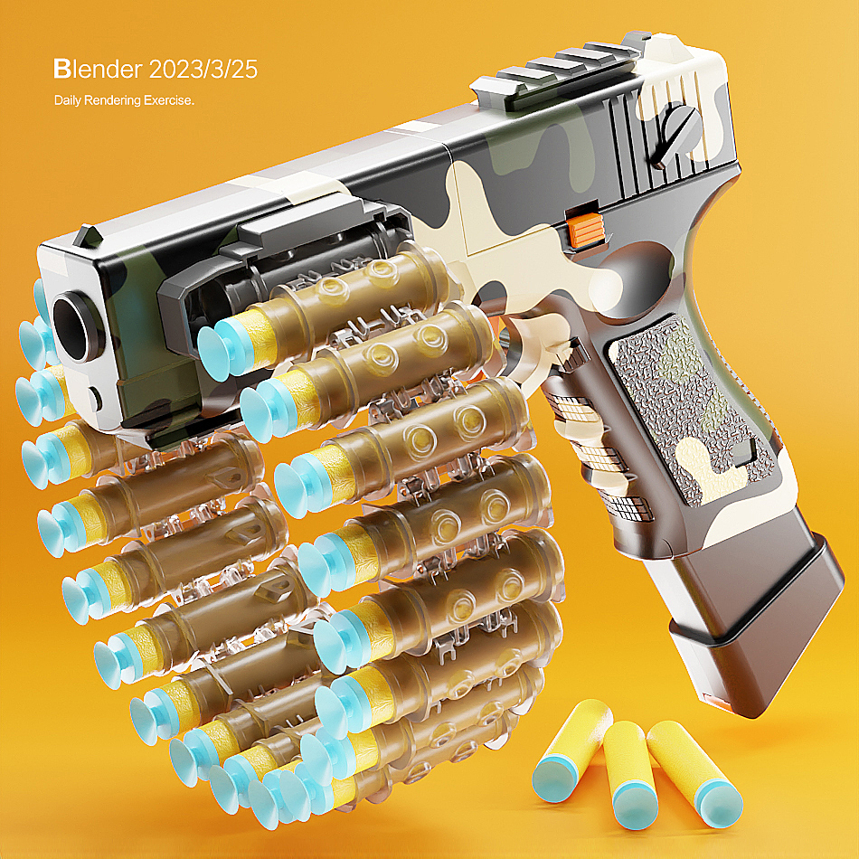 Blender渲染水枪 软弹枪玩具图。 Qw123320 站酷zcool