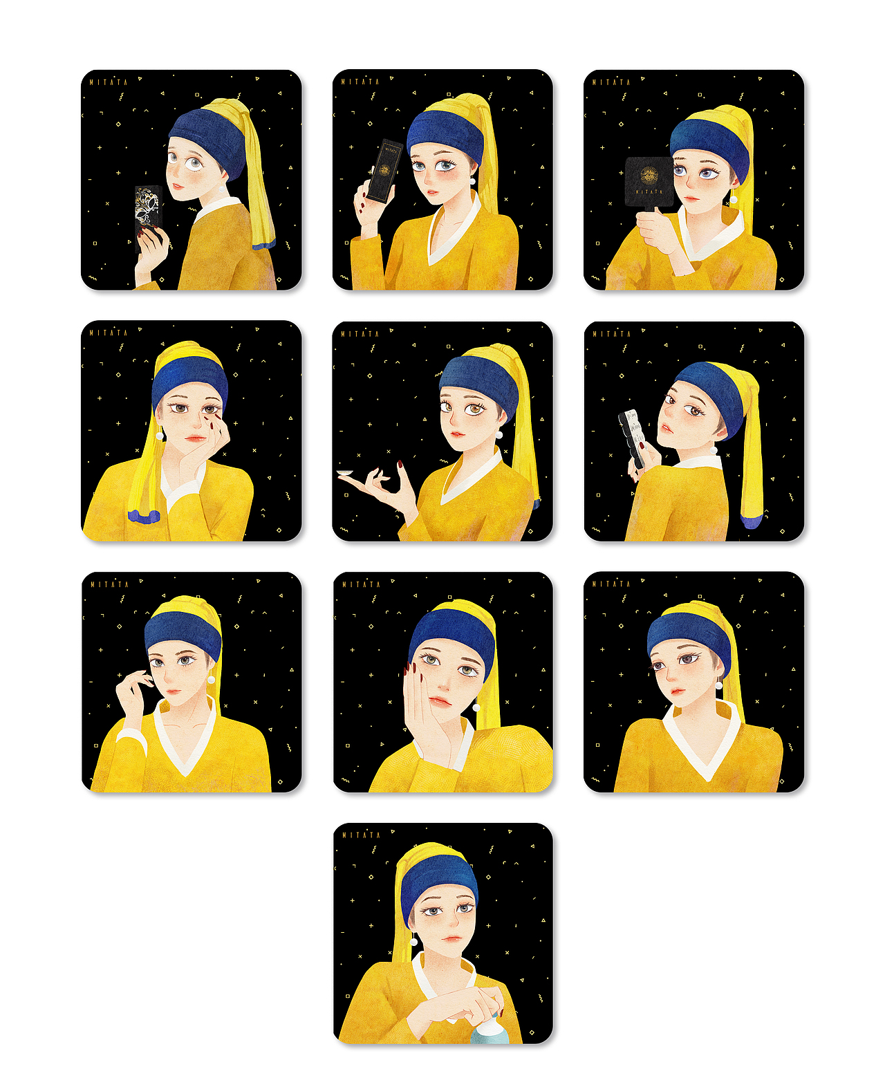 《戴珍珠耳环的少女》名画系列插画_KN5花生-站酷ZCOOL