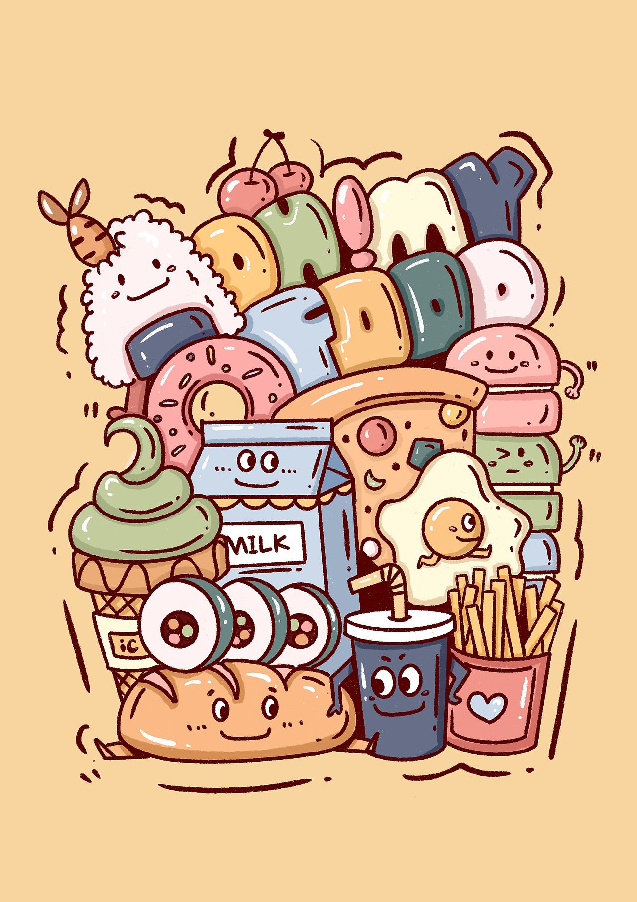 LITTLE MONSTER x 小怪兽们的美食派对_番茄蛋蛋糖-站酷ZCOOL