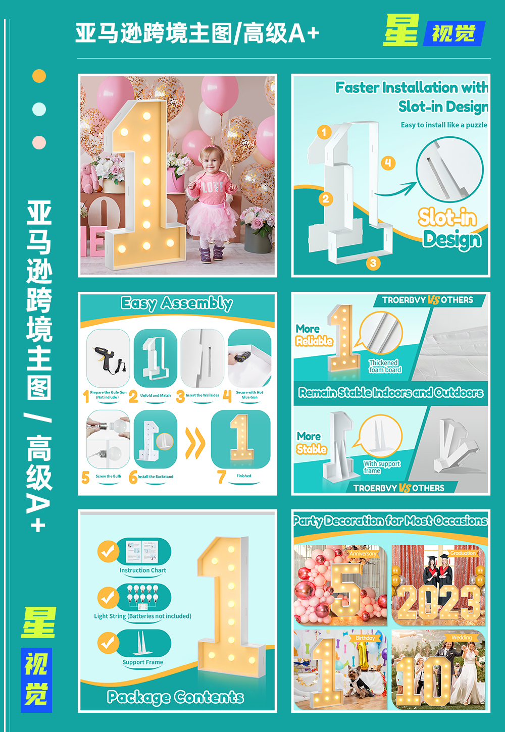 亚马逊图片设计 主图/A+ 数字灯_星视觉XING-站酷ZCOOL