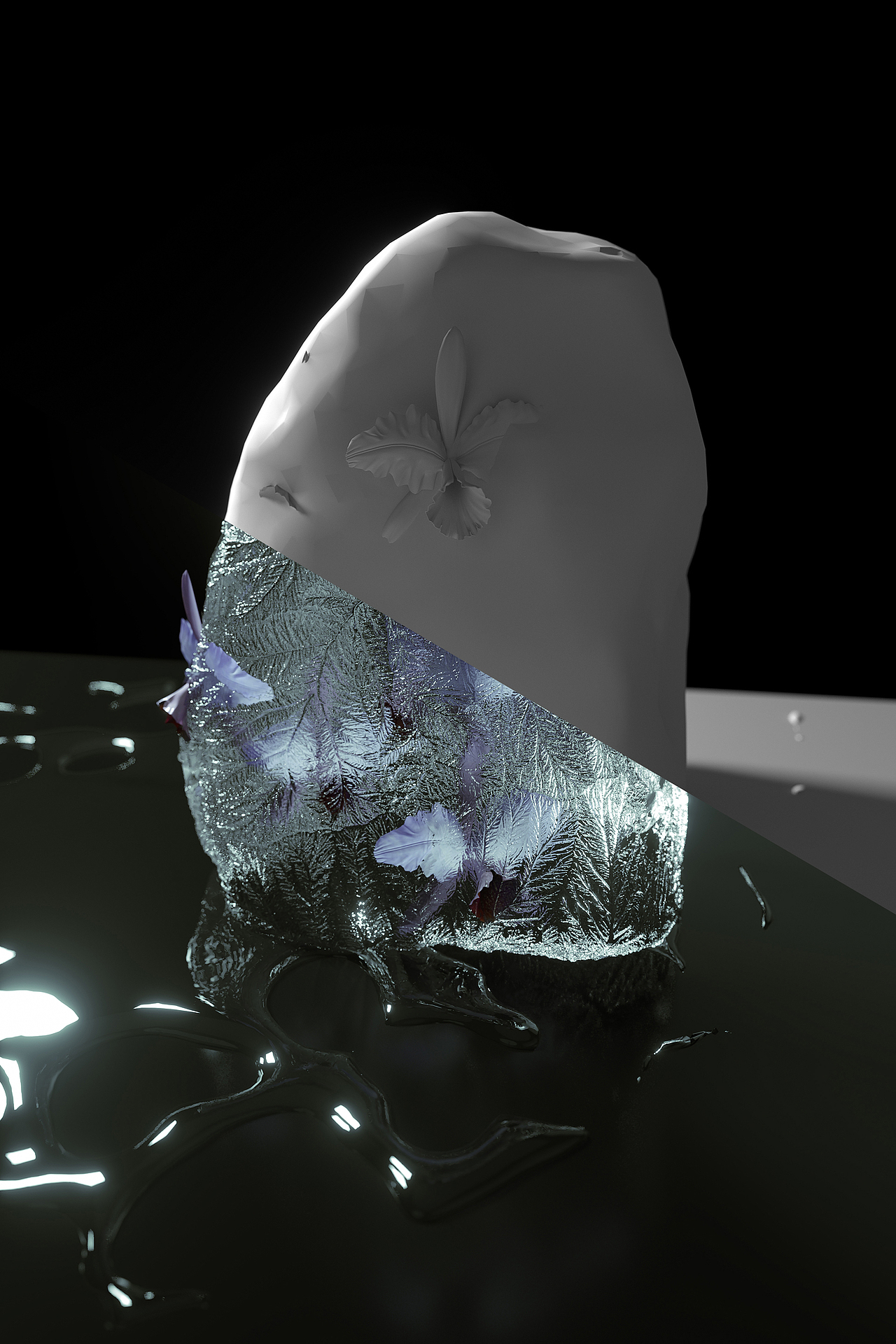 C4D OC渲染·冰与花_林大蛋-站酷ZCOOL