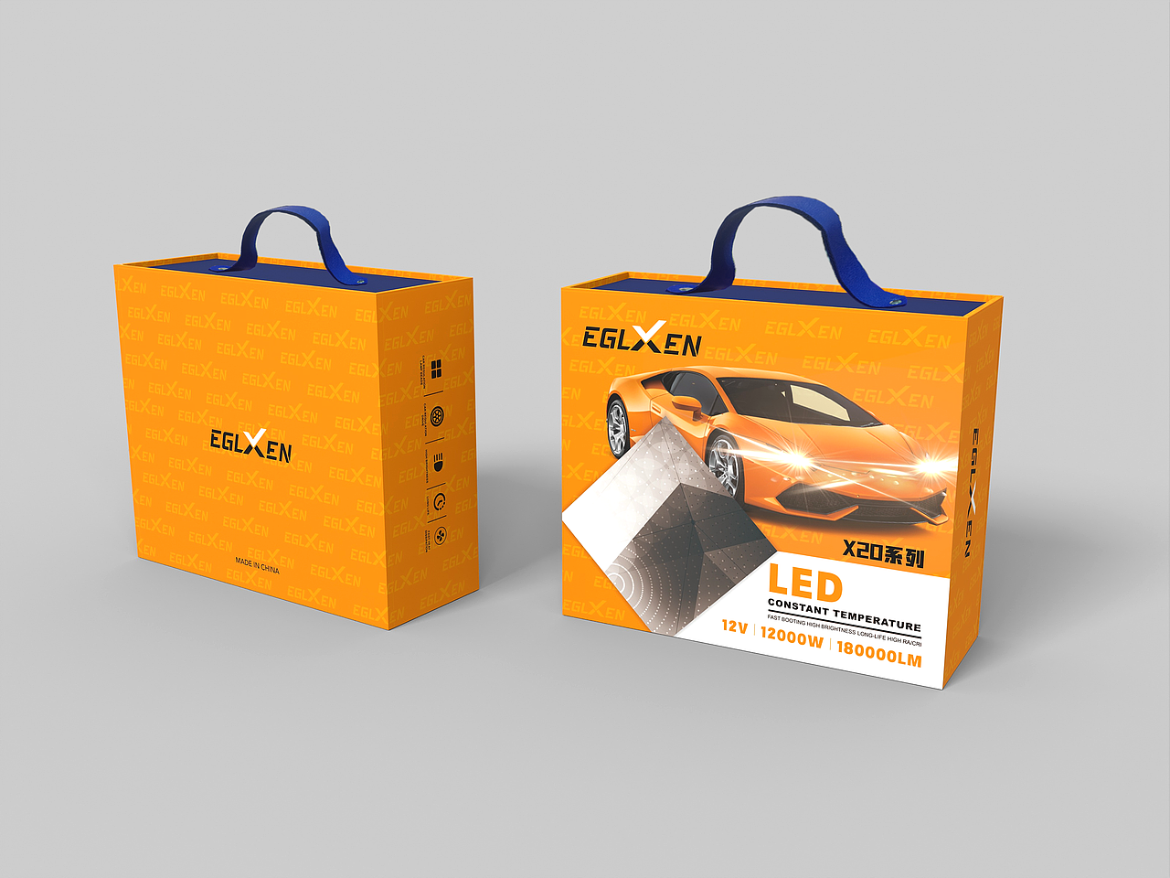LED车灯包装，透镜包装，头灯包装立体效果图_EQ设计-站酷ZCOOL