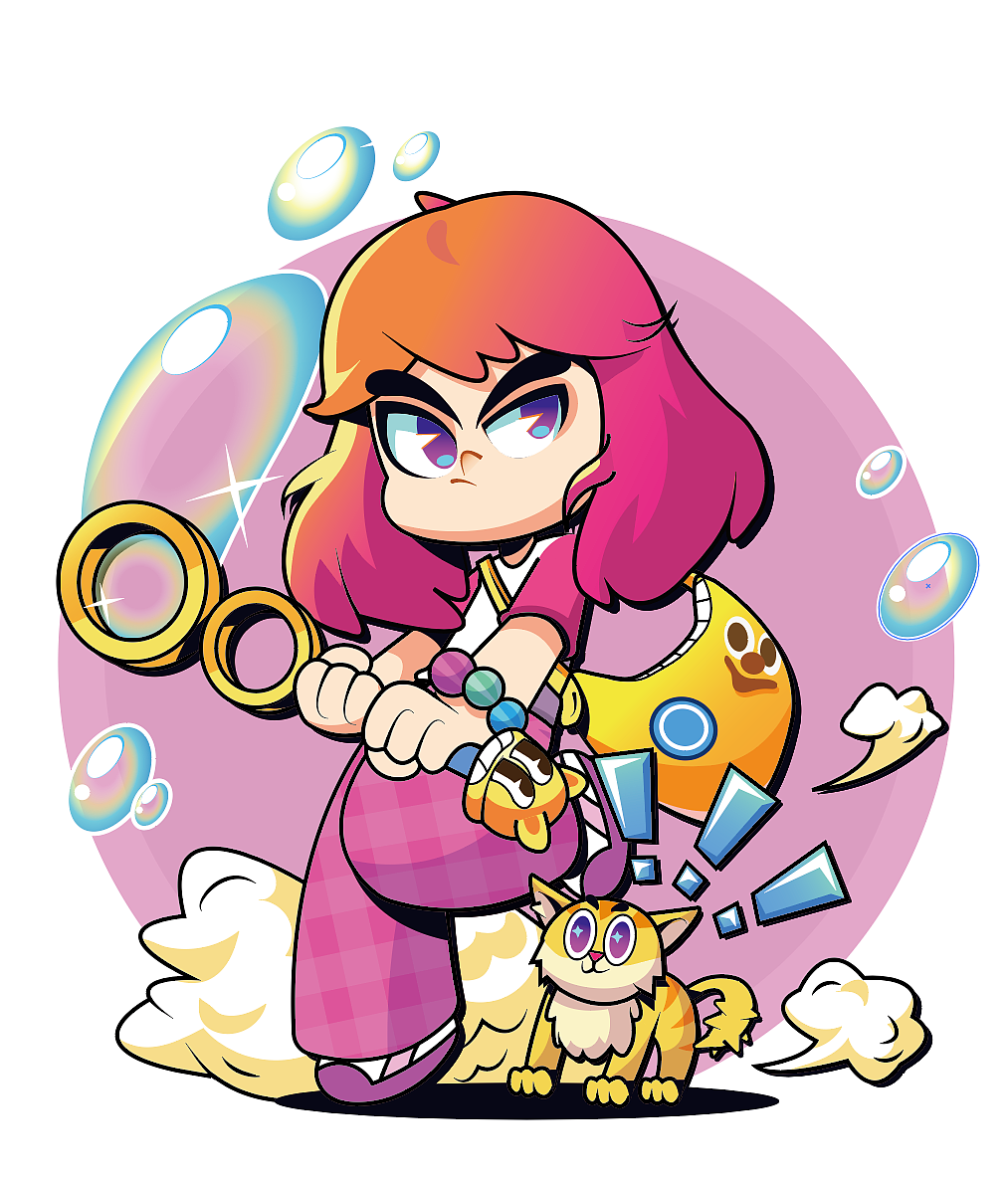 泡泡女孩矢量插画_FUNFUN9-站酷ZCOOL