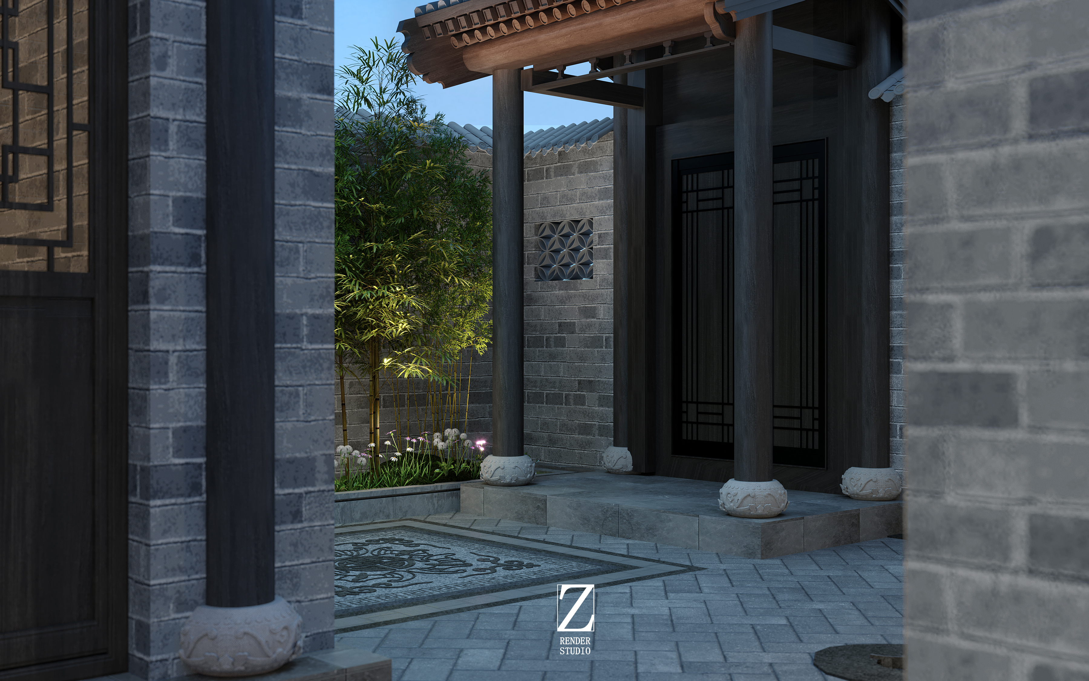 四合院住宅设计表现一_硺艺数字表现-站酷ZCOOL