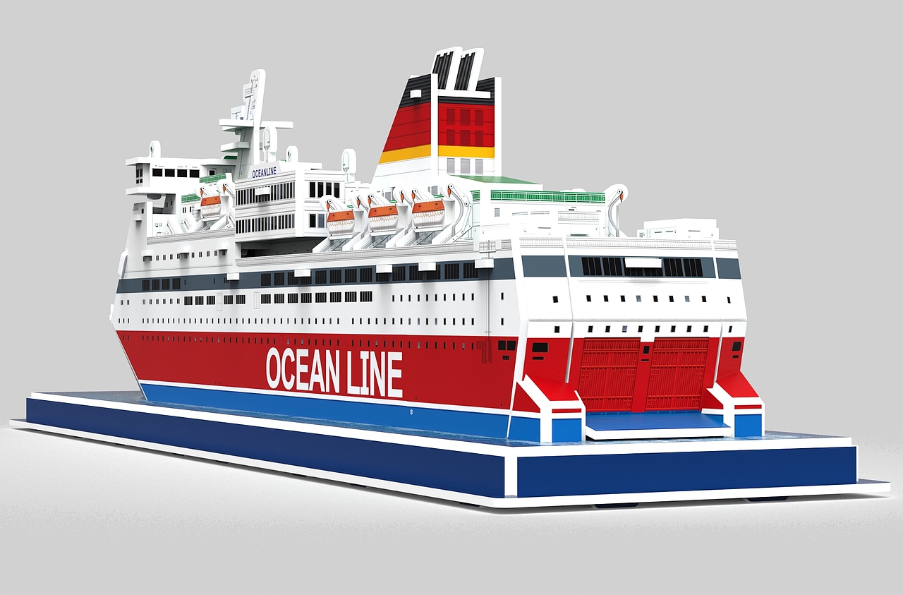 红色游轮_立体拼图设计_纸模设计师JENTC-站酷ZCOOL