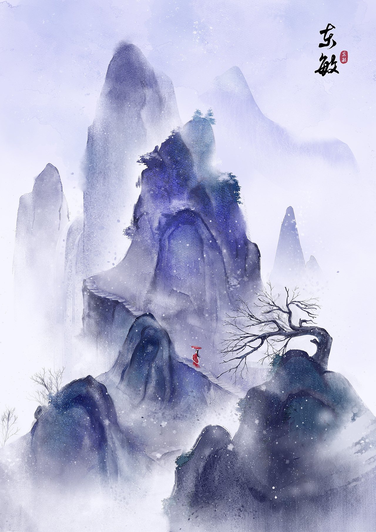 古风四季插画_东敏DM-站酷ZCOOL