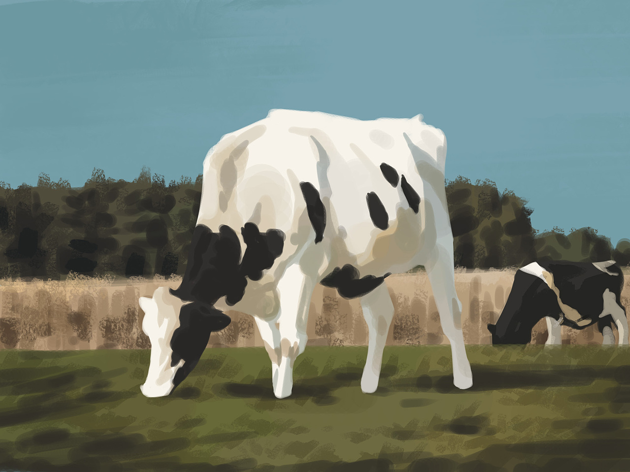 质感插画打卡挑战 Day12-牛儿爱吃草_木香子Ivana-站酷ZCOOL