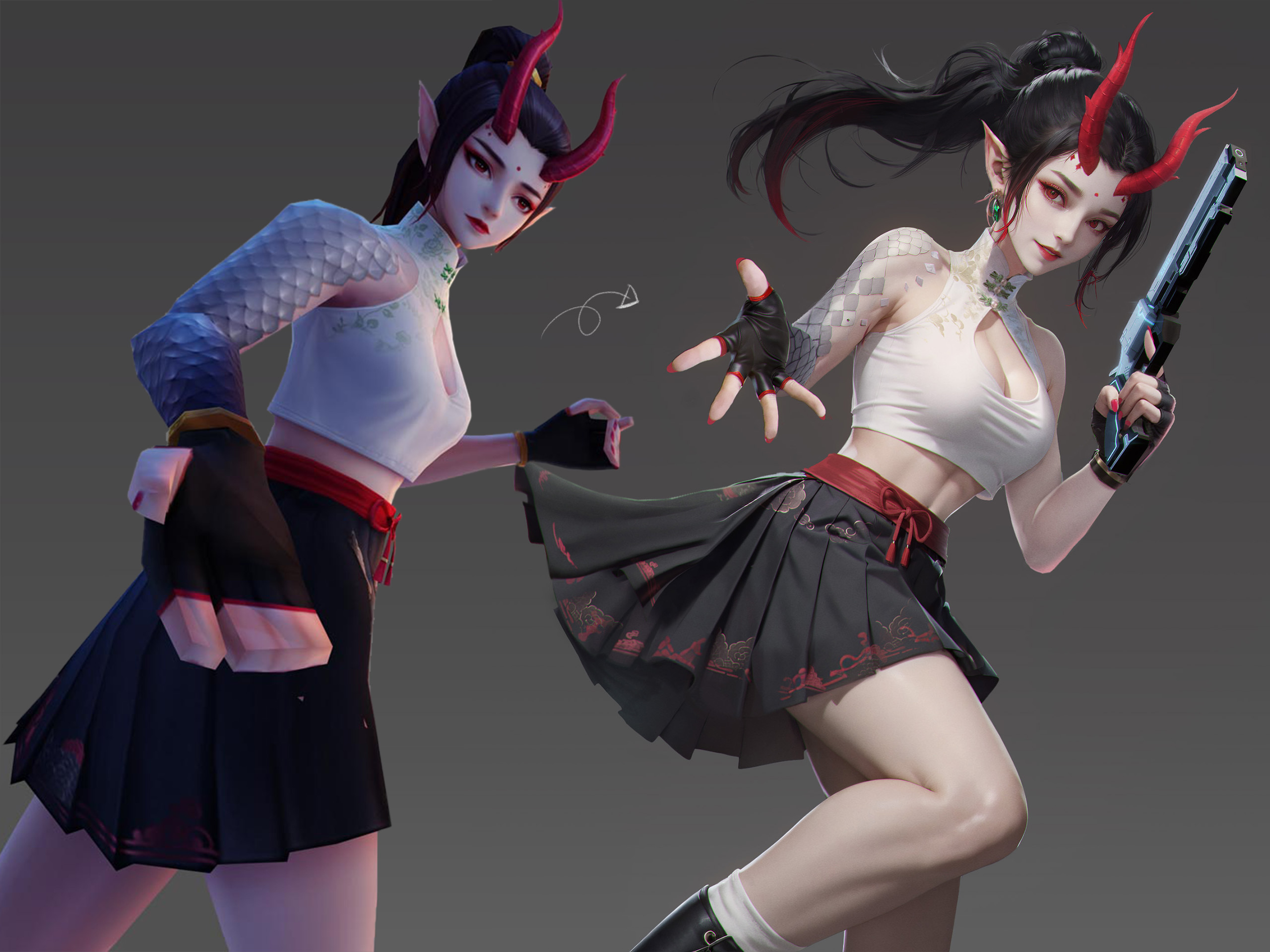 枪神 - 低模龙女变身！_增城-站酷ZCOOL