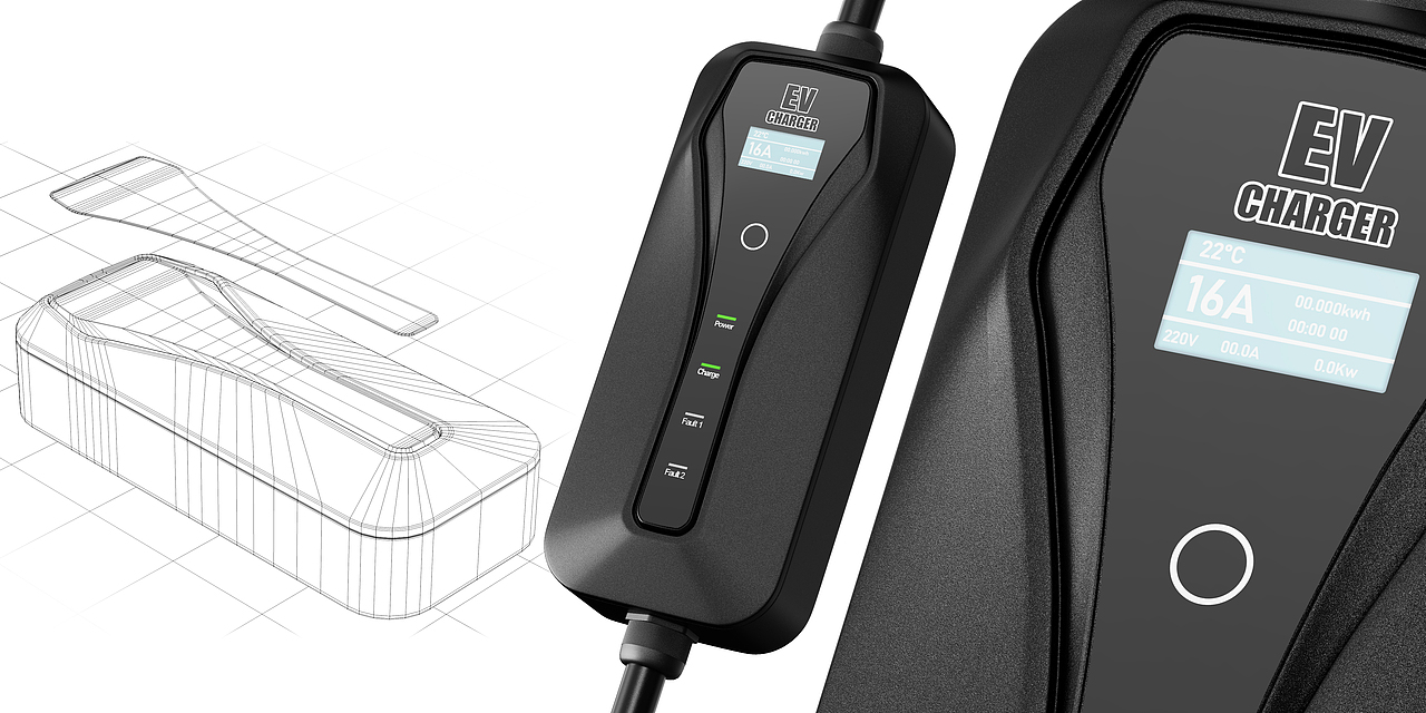 汽车充电器+充电枪建模渲染_JV儁-站酷ZCOOL