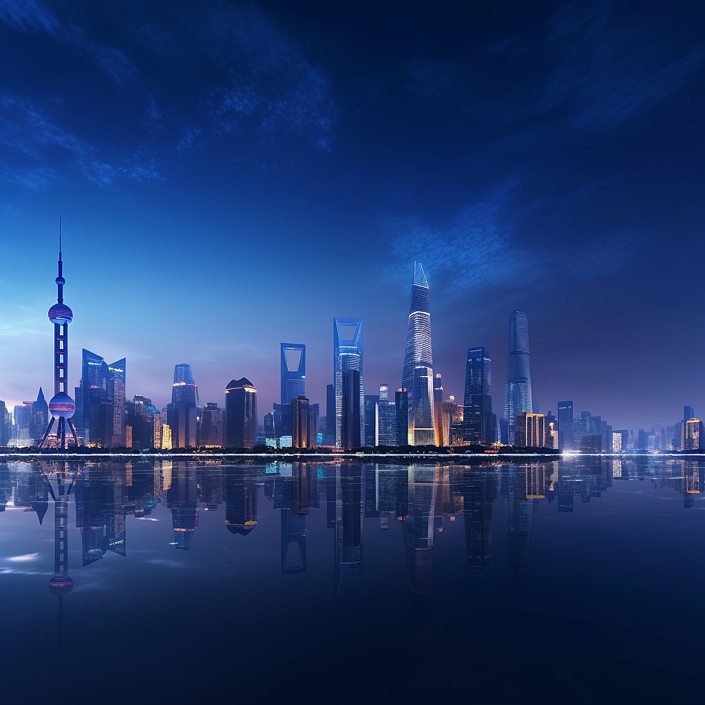 Midjourney创作上海标志性建筑夜晚风景画作 腾小華 站酷zcool