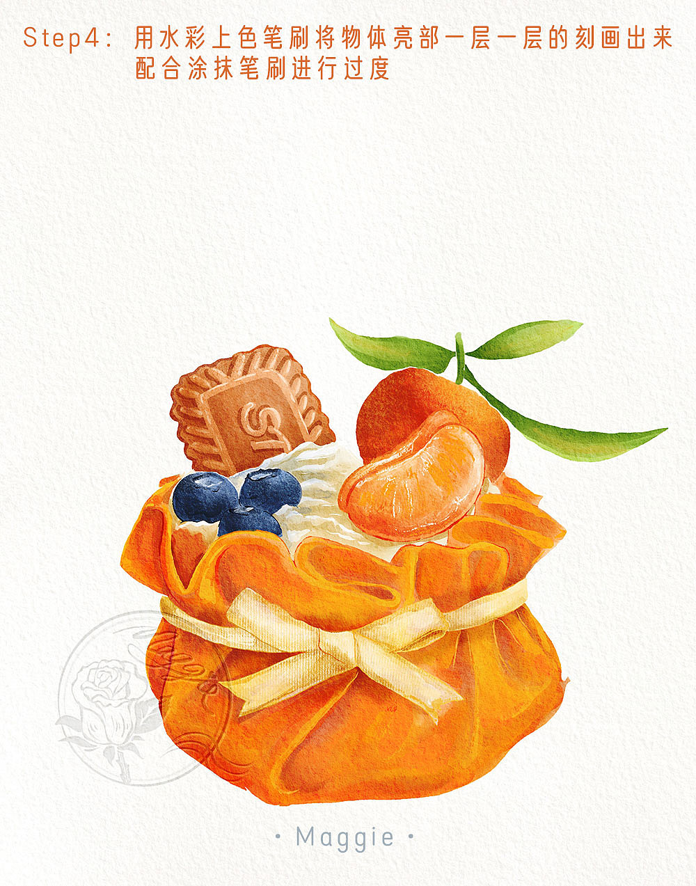 DAY11：iPad水彩-金桔福袋蛋糕_Maggie_爱洛-站酷ZCOOL