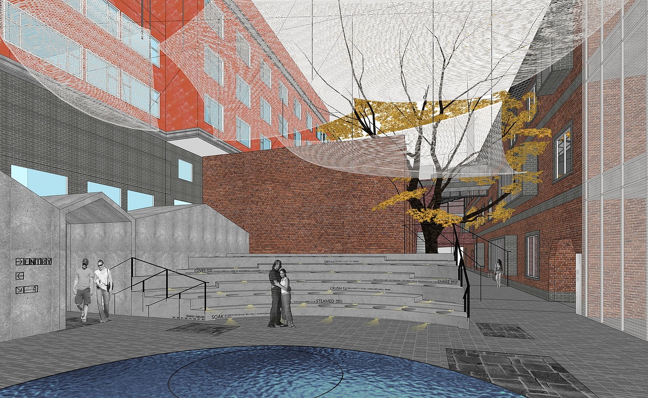 城市街坊更新厂房改造景观SU模型下载_素模网-站酷ZCOOL