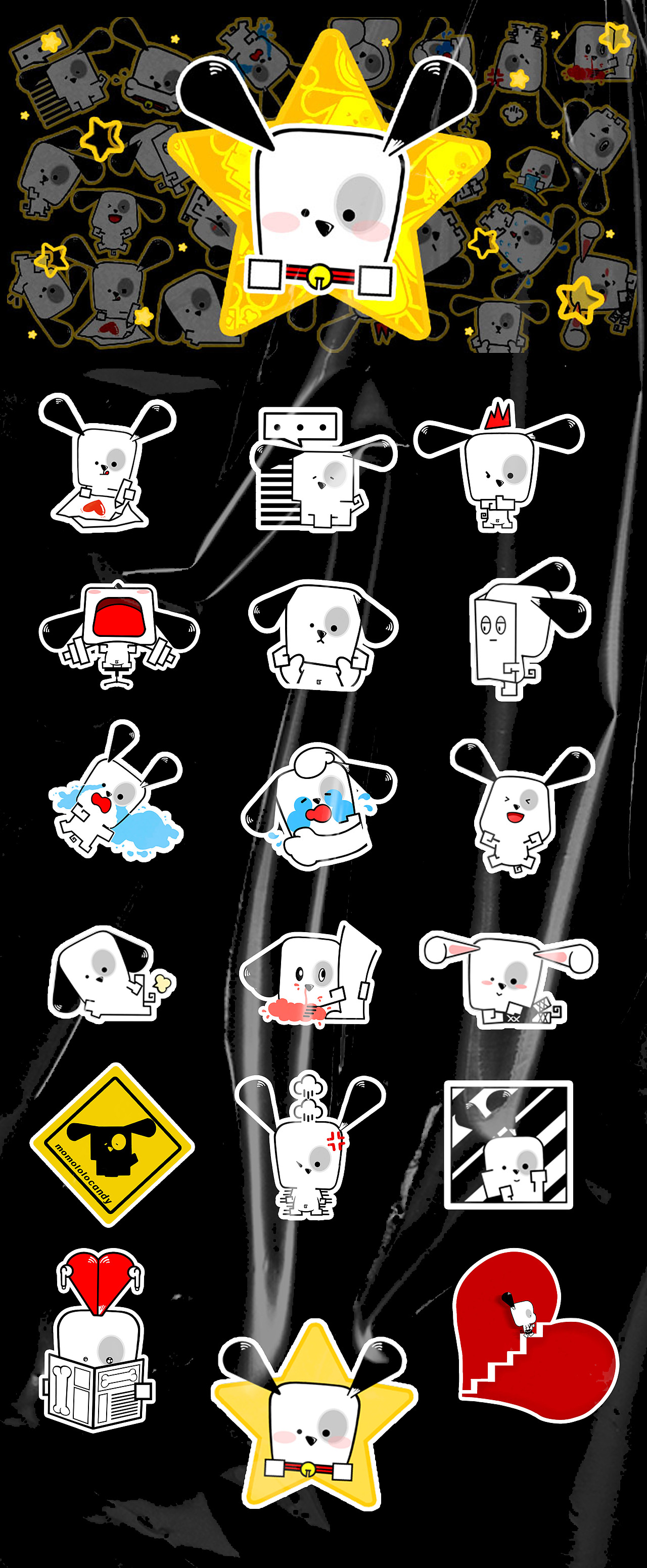 棉花糖小狗candy-IP表情包-漫画_MOMOLOLO-站酷ZCOOL