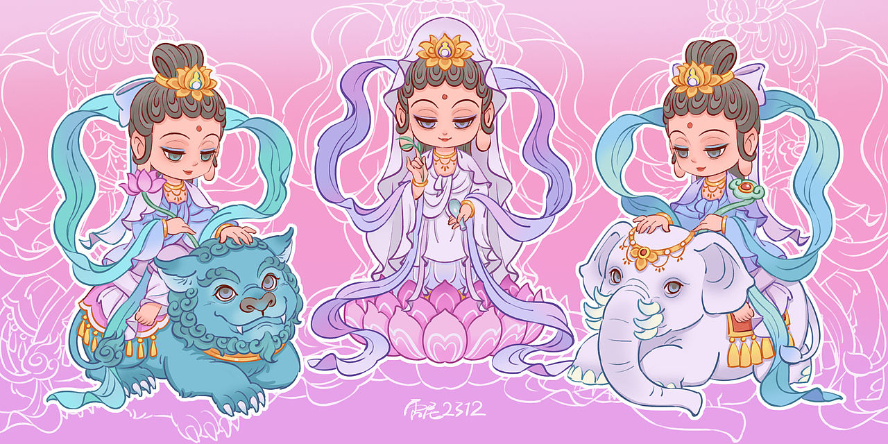 可爱版三大士_雷尼Nee-站酷ZCOOL