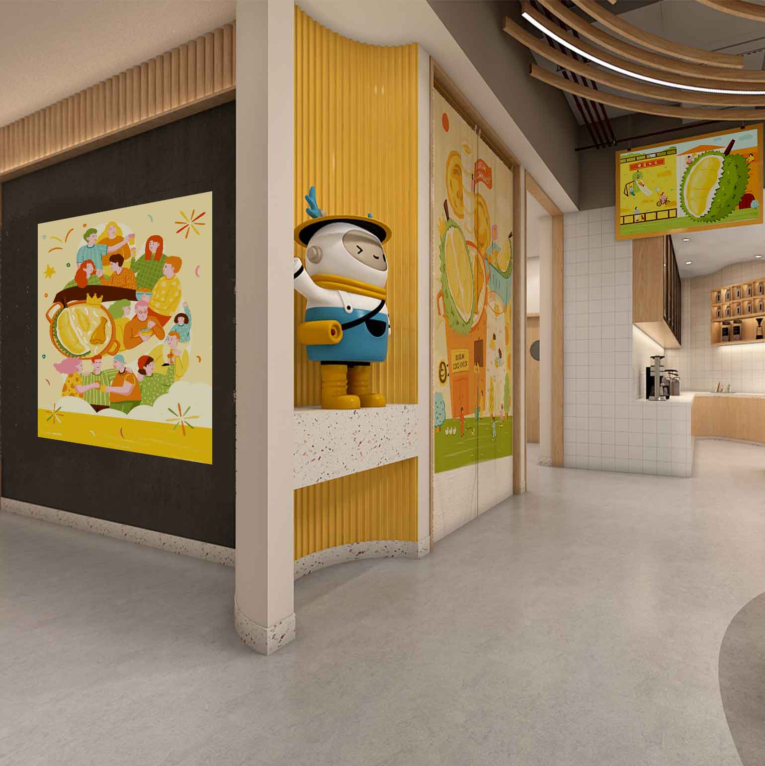 榴小鸡·榴莲椰子鸡新空间插画主kv_fedefede-站酷ZCOOL